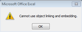 Excel Cannot use object linking and embedding | KASKUS