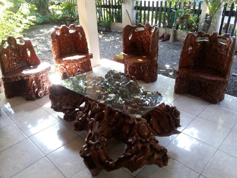 Terjual Meja dan Kursi Gembol ukir akar Jati Sulawesi | KASKUS