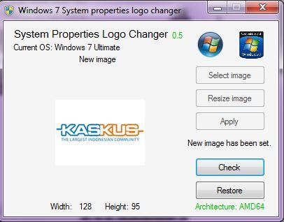 Cara Merubah Logo windows di System Properties | KASKUS