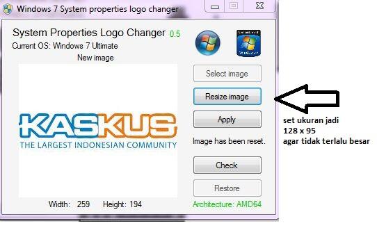 Cara Merubah Logo windows di System Properties | KASKUS