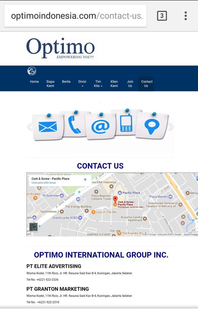 ini alamat kantor dan alamat website PT. Optimo | KASKUS