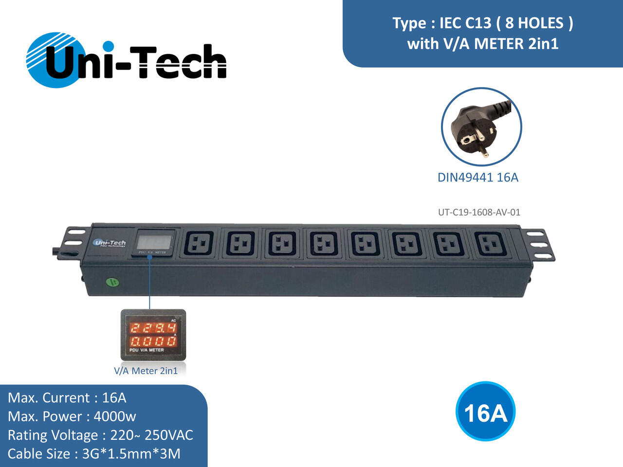 PDU 12 Holes Germany Style with AV 4in1, Input IEC60309 (32A) | KASKUS