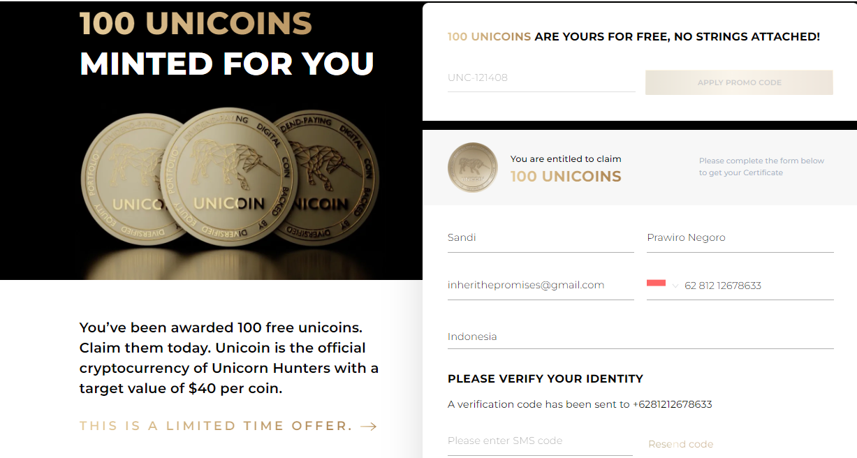You Can Claim 100 Free Unicoin. | KASKUS