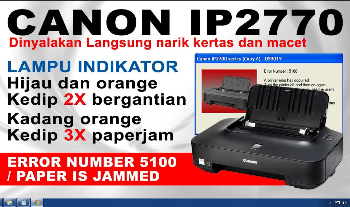 Canon IP2770 Dinyalakan Langsung Narik Kertas Dan Error Number 5100 ...
