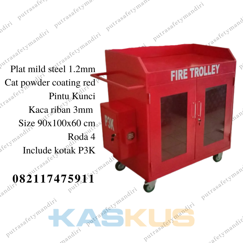 FIRE TROLLEY SAFETY PLUS KOTAK P3K LEMARI DORONG BRANGKAS SIMPAN K3 ...