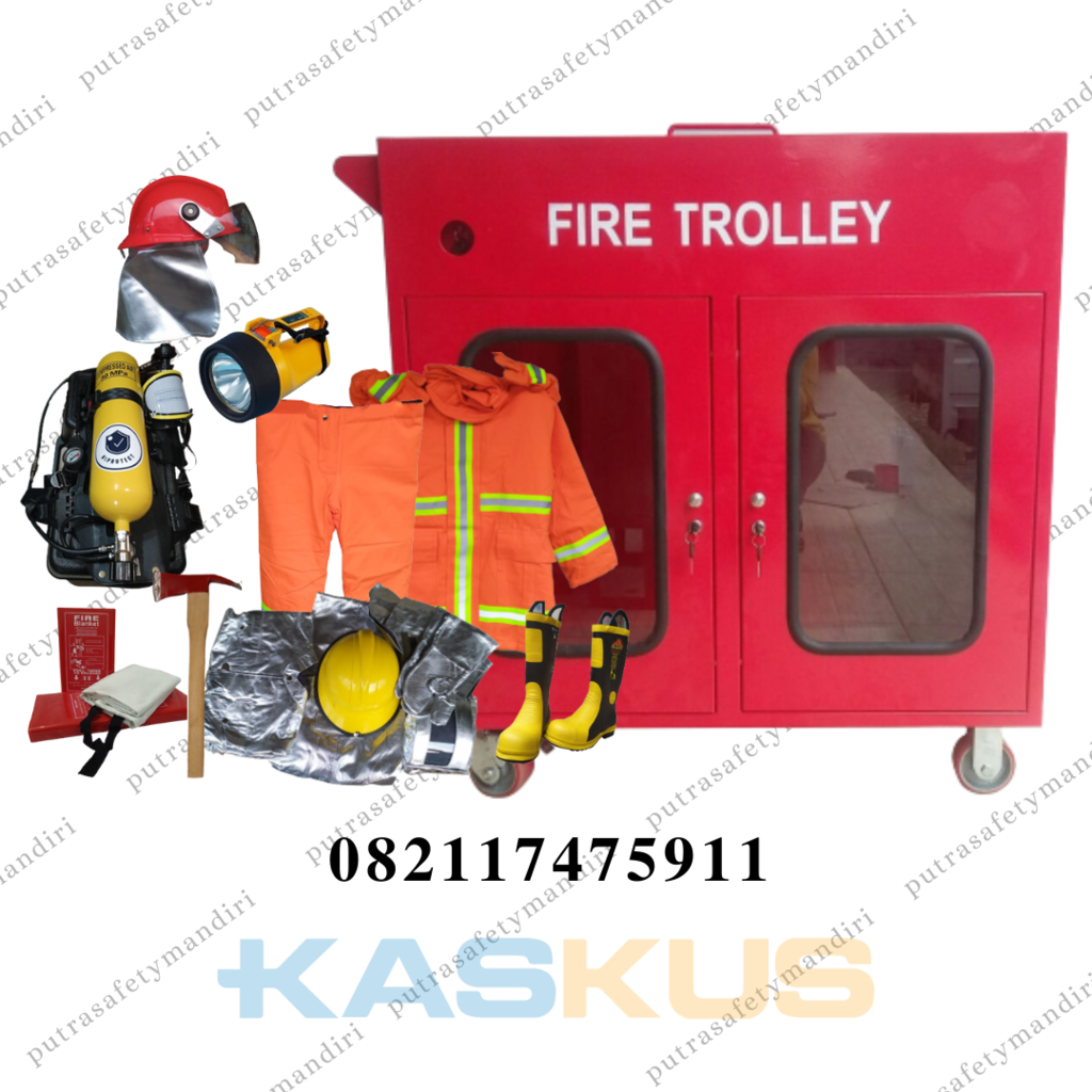 FIRE TROLLEY FULLSET SAFETY HYRANT LEMARI DORONG PERLENGKAPAN APD K3 ...