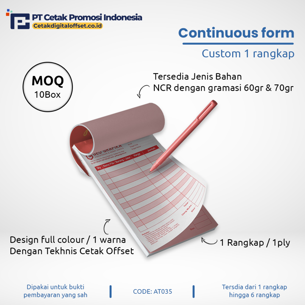 Cetak Kertas Continous Form, Continous Paper, Continous Form Nota 1 Ply Premium | KASKUS
