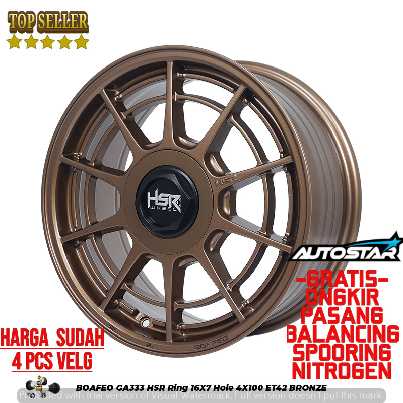 JUAL VELG MOBIL RACING MODEL TERBARU HSR BOAFEO BRONZE R15 UNTUK AGYA AYLA PCD 4X100 | KASKUS