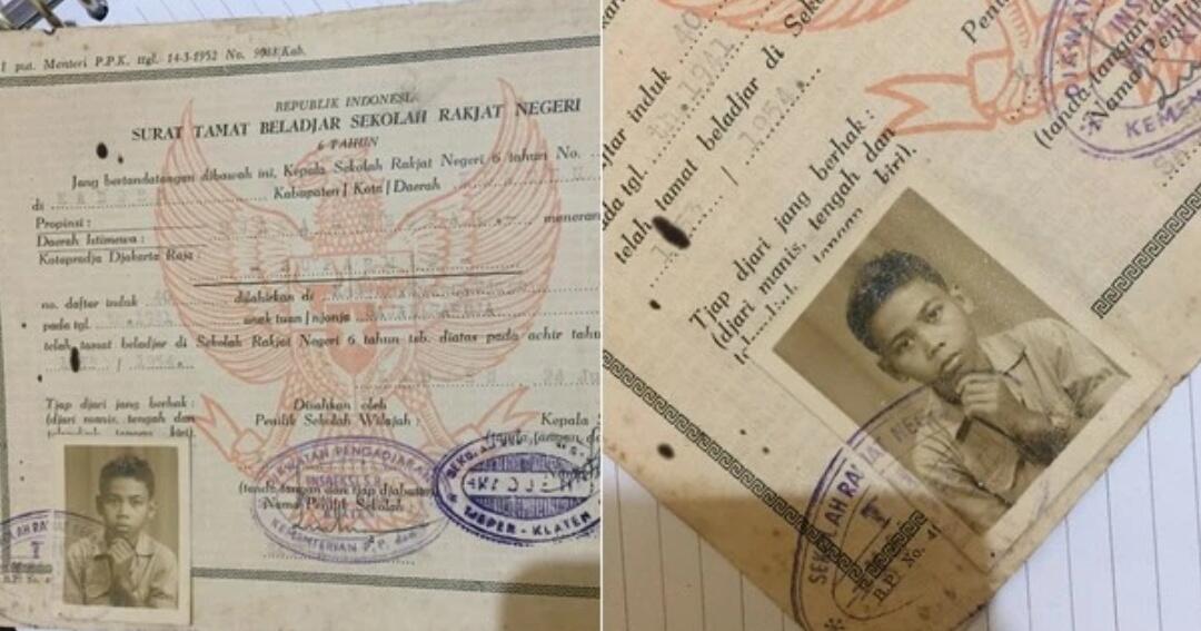 Uniknya Temuan Ijazah Sekolah Tahun 1954, Pas Foto Dengan Pose Menopang ...